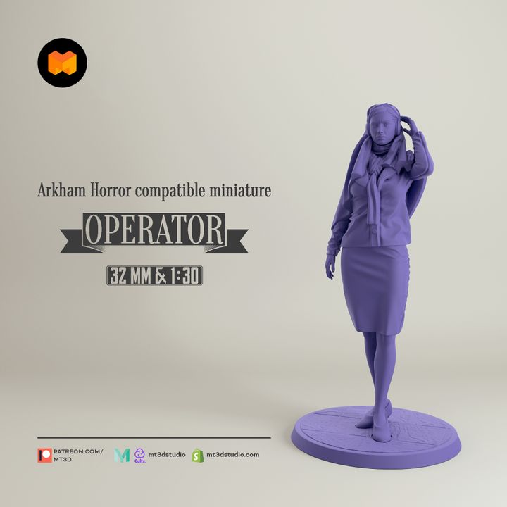 3D Printable Operator - Arkham Horror compatible by MT3D Studio